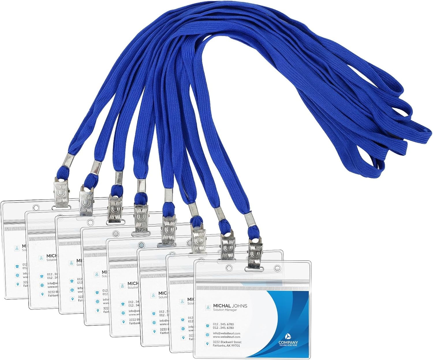 50 Sets ID Badge Holder with Lanyard, Clear Plastic Horizontal Name Tag ...