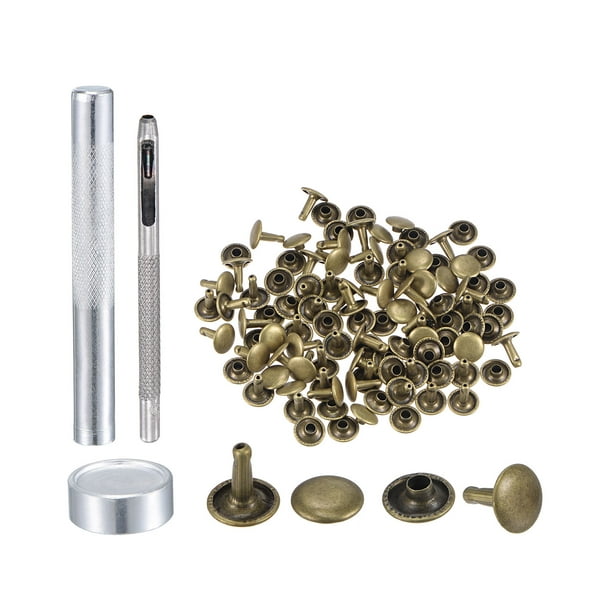 50 Sets Leather Rivets Bronze Tone 10mm Double Cap Brass Rivet Studs ...