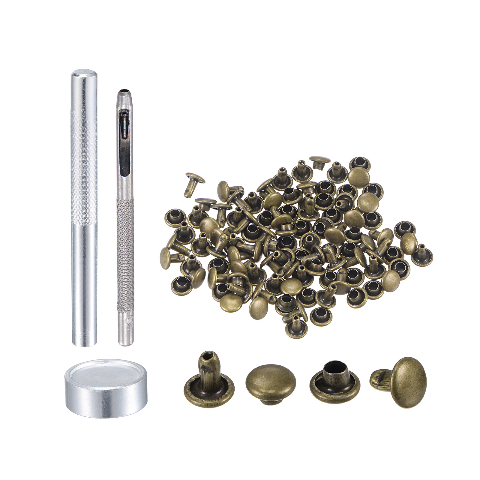 50 Sets Leather Rivets Bronze Tone 6mm Double Cap Brass Rivet Studs ...