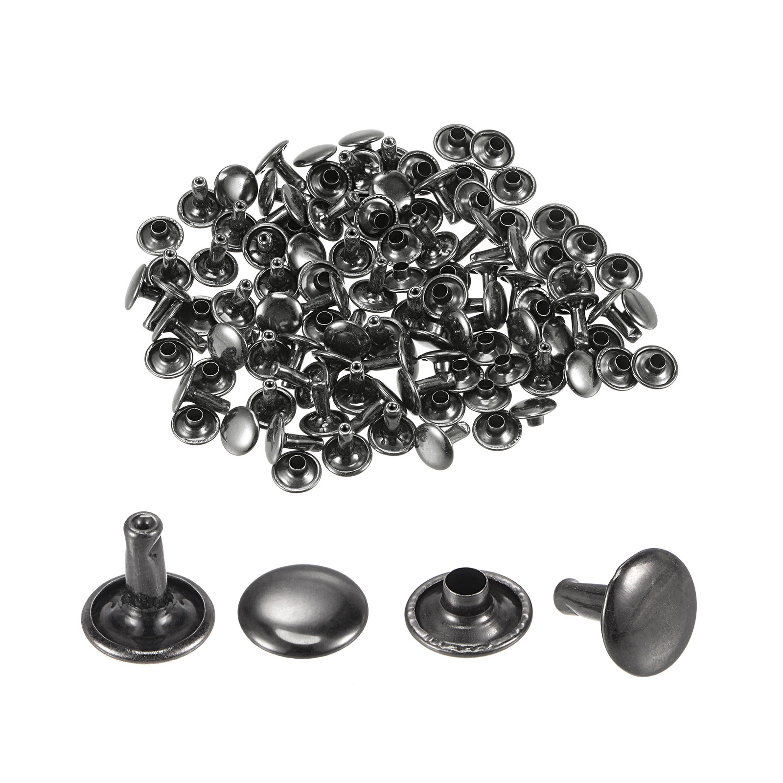 50 Sets Leather Rivets Dim Gray 10mm Double Cap Brass Rivet Studs ...