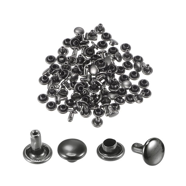50 Sets Leather Rivets Dim Gray 6mm Double Cap Brass Rivet Studs ...