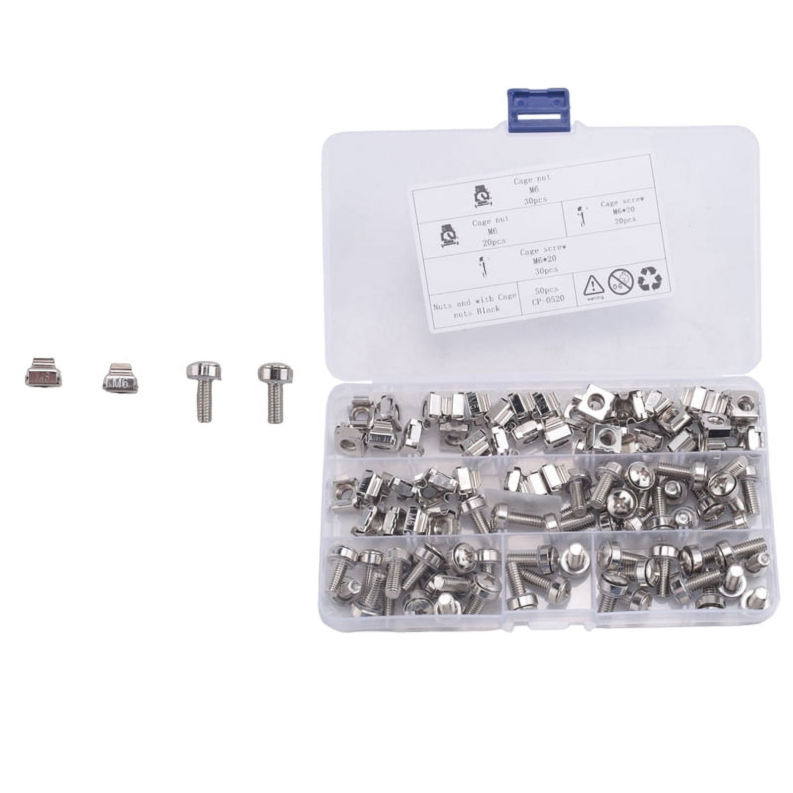 50 Sets M6 Square Hole Hardware Cage Nuts&Mounting Screws Washers for ...