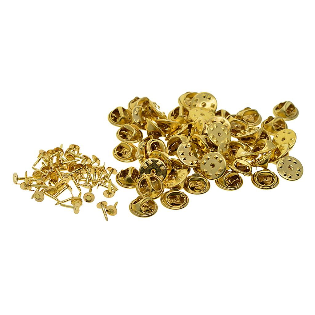 50 Sets Metal Brass Tie Tack Butterfly Pinch Back Pins Clutch Back ...