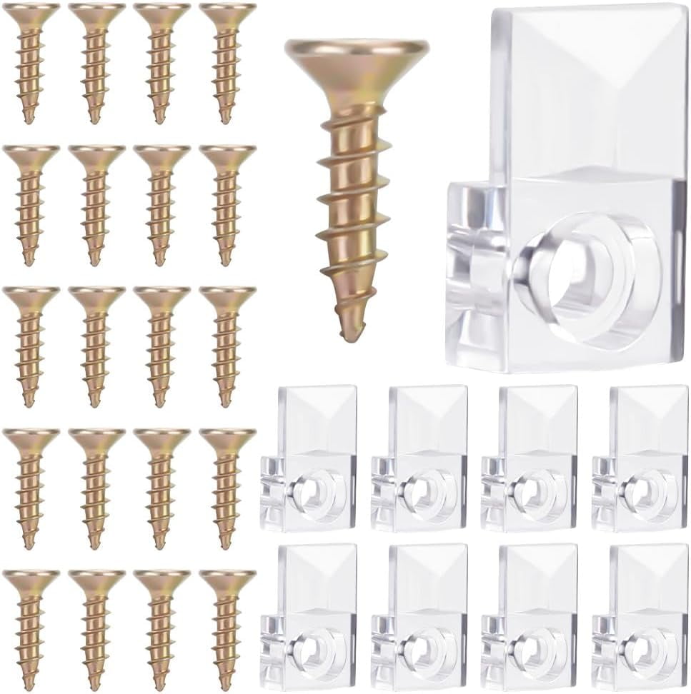 50 Sets Mirror Holder Clips Kit Clear Plastic Glass Mirror Retainer ...
