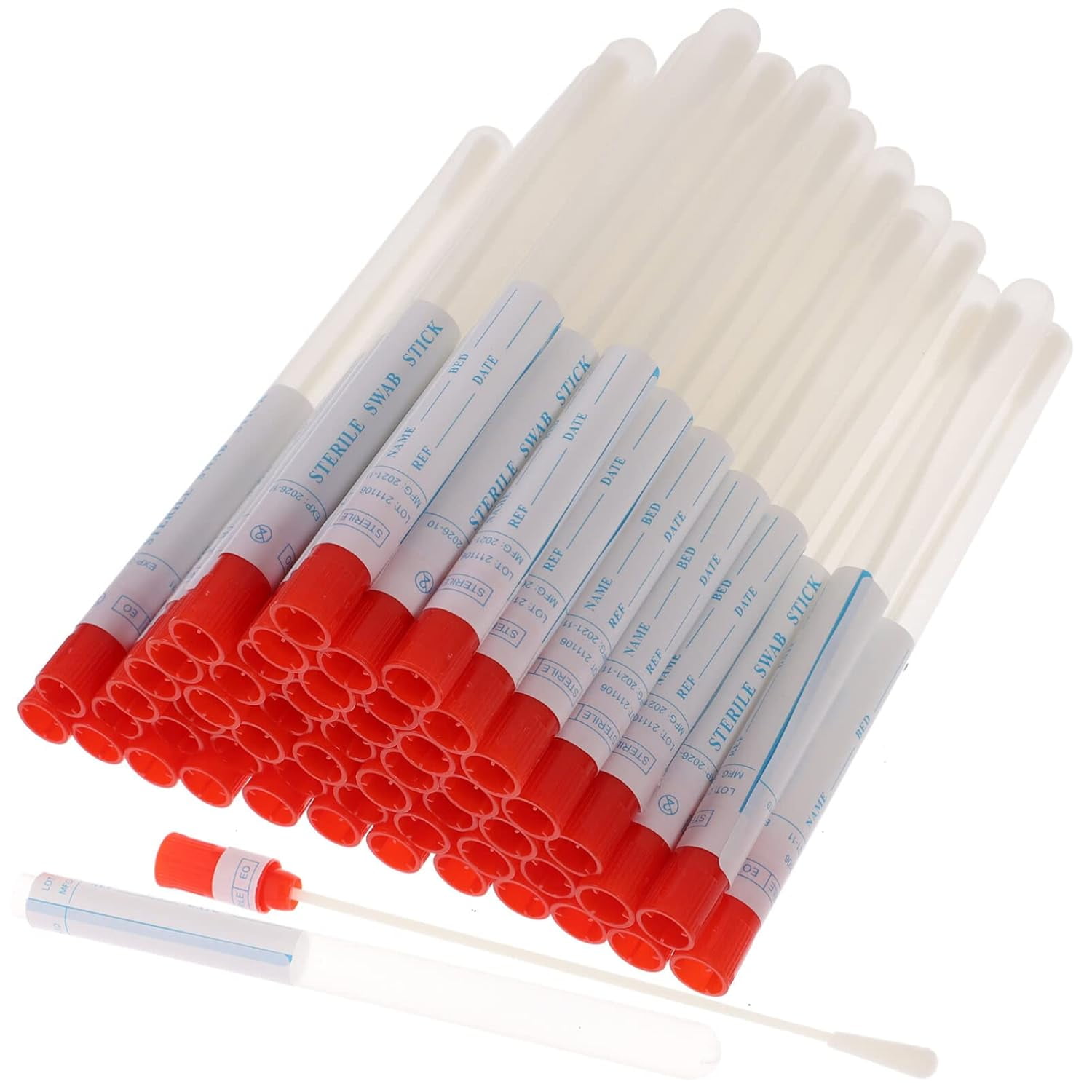50 Sets Nasopharyngeal Specimen Flocked Swab Nasal Swabs Sterile ...