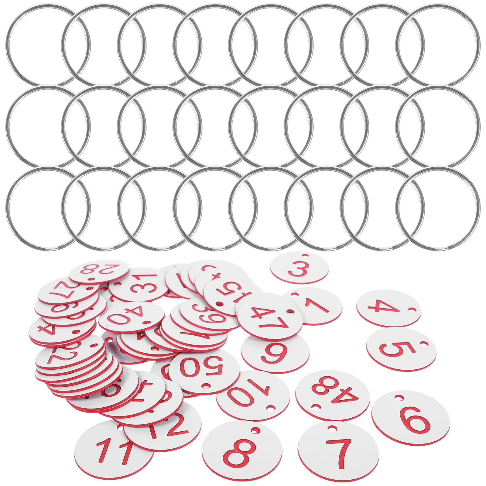 50 Sets Number Plate Key Numbers Tags with Labels Heavy Duty White ...