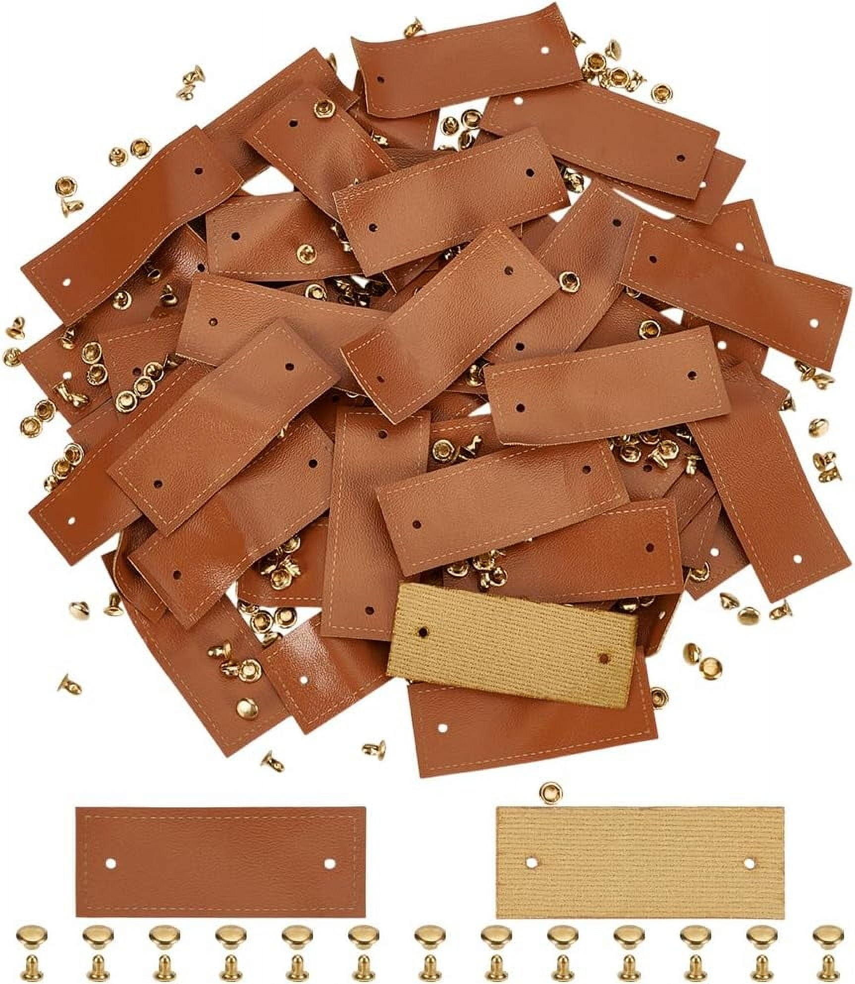 50 Sets PU Leather Blank Tags 0.8x2inches Chocolate Color Rectangle ...