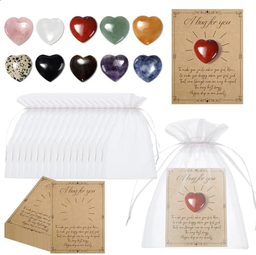 50 Sets Pocket Hug Token With Heart Shape Natural Stones Greeting Cards ...