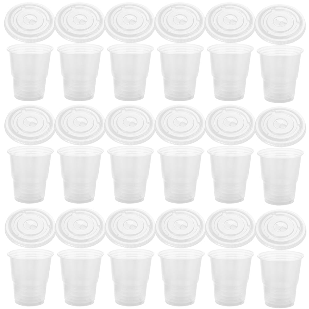 50 Sets Pp Plastic Cups with Lid Disposable for Parties Coffee Verrines ...