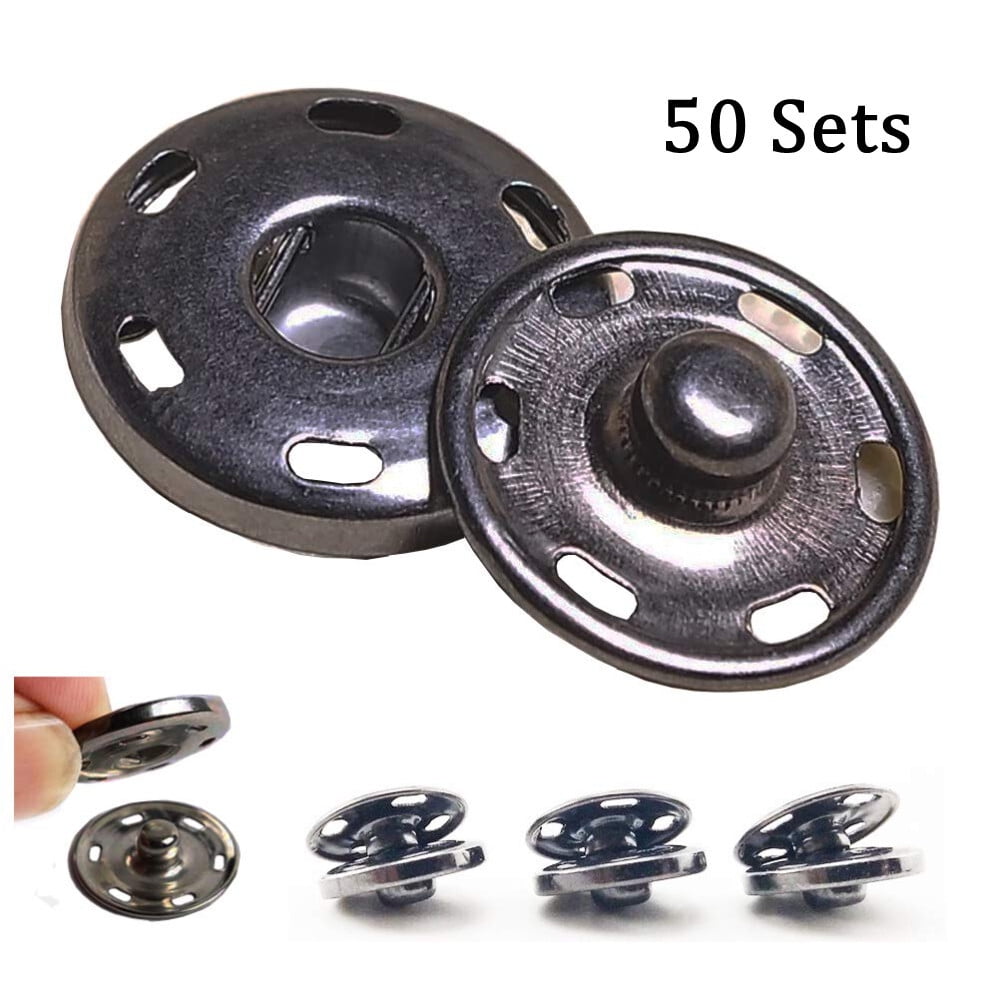 50 Sets Sew On Snap Buttons Metal Fasteners Press Stud Buttons for ...