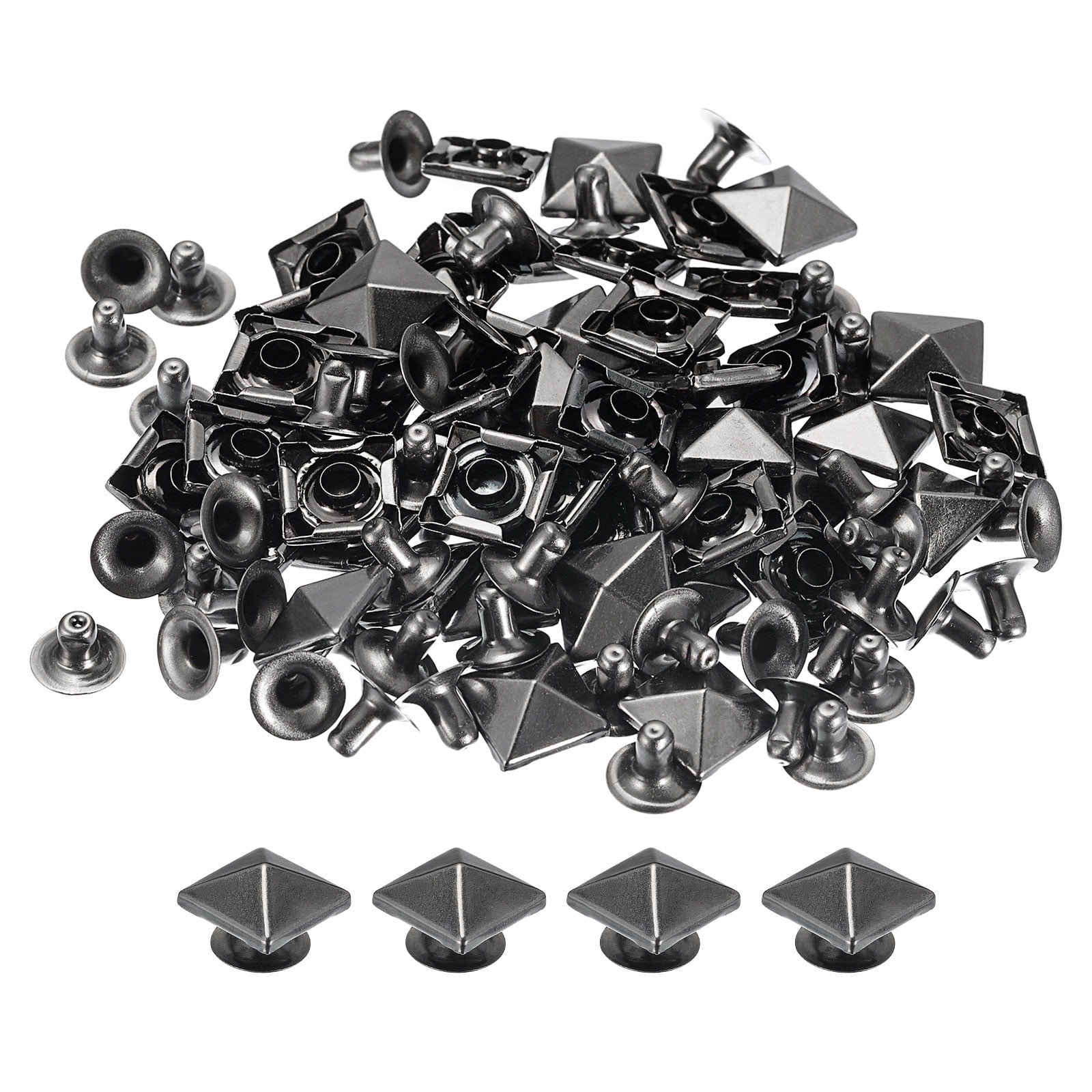 50 Sets Spike Rivet 10mm Pyramid Rapid Rivet Studs Square Spikes Gun ...