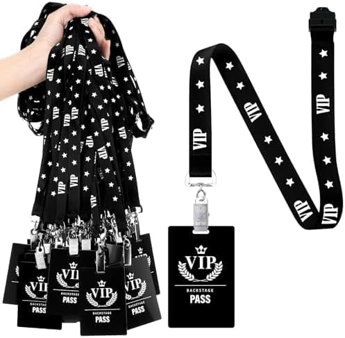 50 Sets VIP Lanyards Bulk Passes with Lanyard Black Breakaway VIP Badge ...