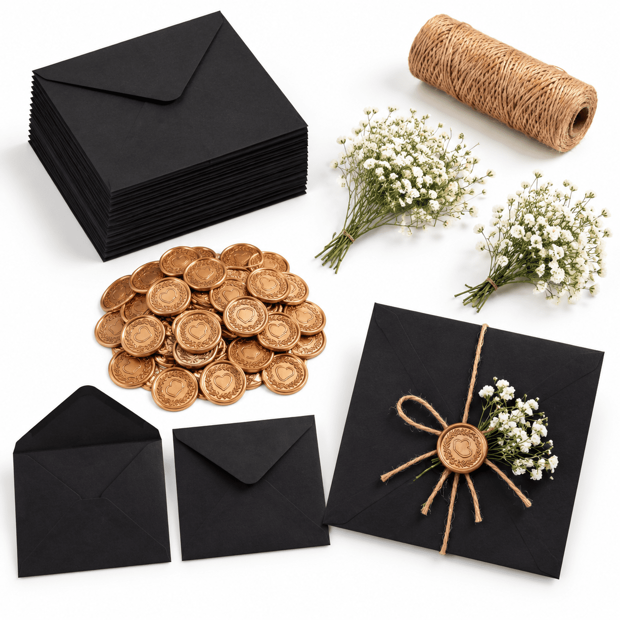 50 Sets Wedding Invitations Wraps Set Envelopes Classic Black - Walmart.com