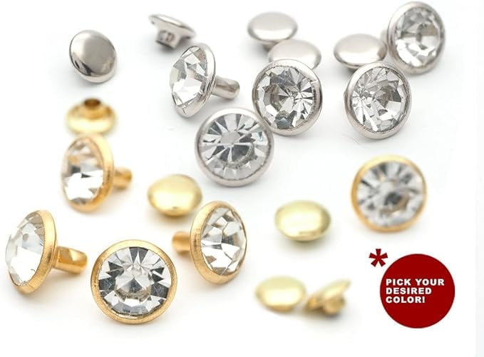 50 Sets White Clear Rhinestone Rivets Crystal Rivets Rapid Rhinestone ...