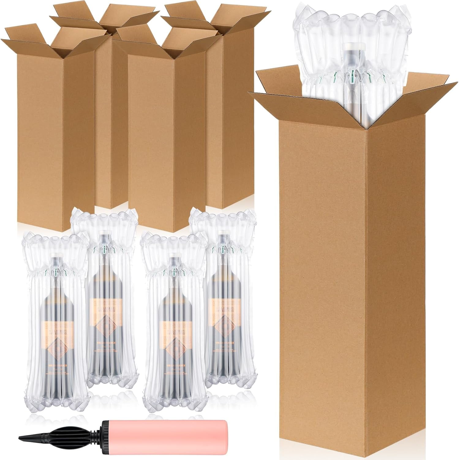 50 Sets Wine Shipping Box, Include Wine Boxes Protector Bags and Pump ...