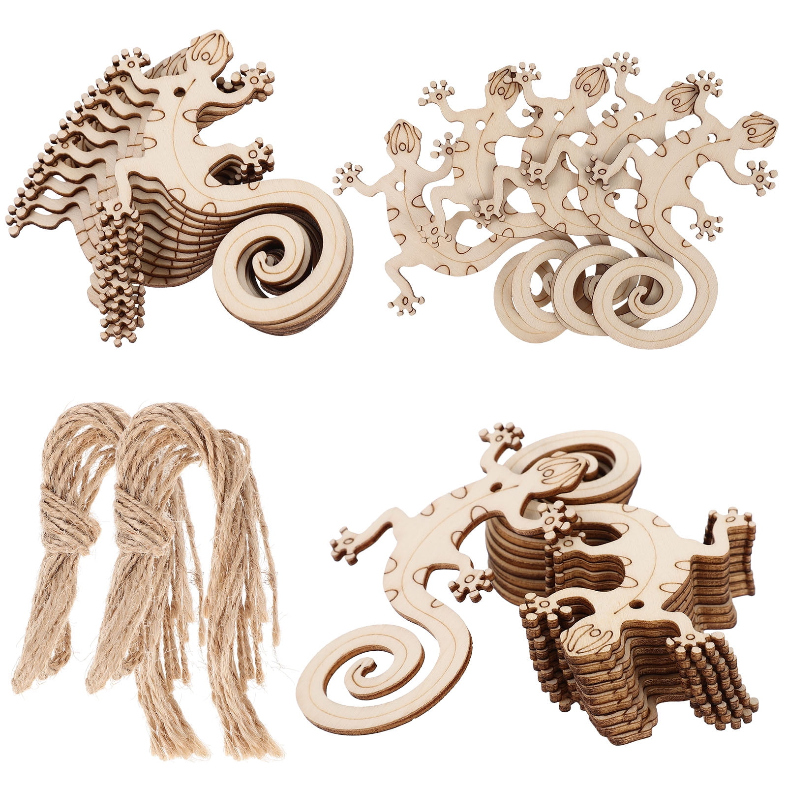 50 Sets Wooden Gecko Lizard Cut Out Blank Chip DIY Crafts Child ...