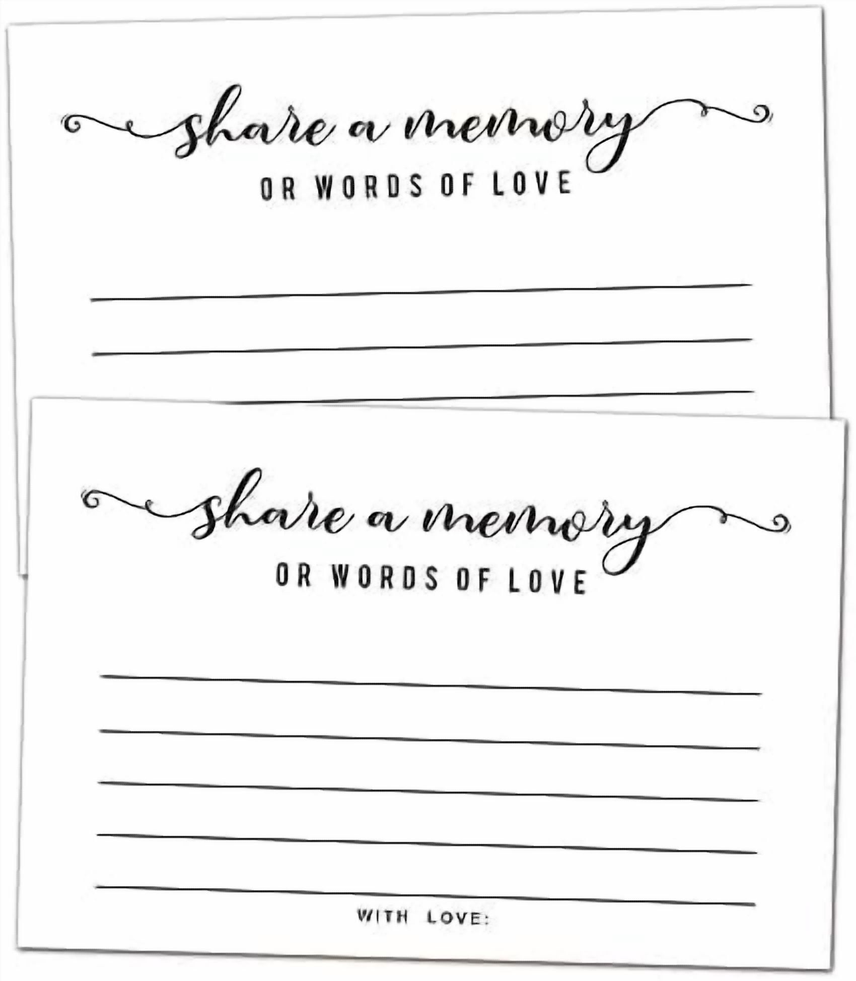 50 Share a Memory Cards, Memory or Words of Love Card, Celebration of ...