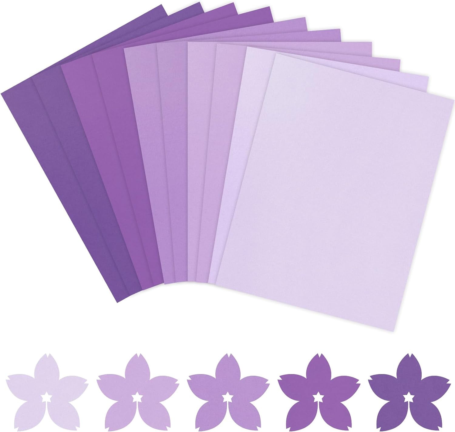 50 Sheet 8.5 x 11 Inch Purple Card Stock Paper 5 Solid Lavender Colors ...