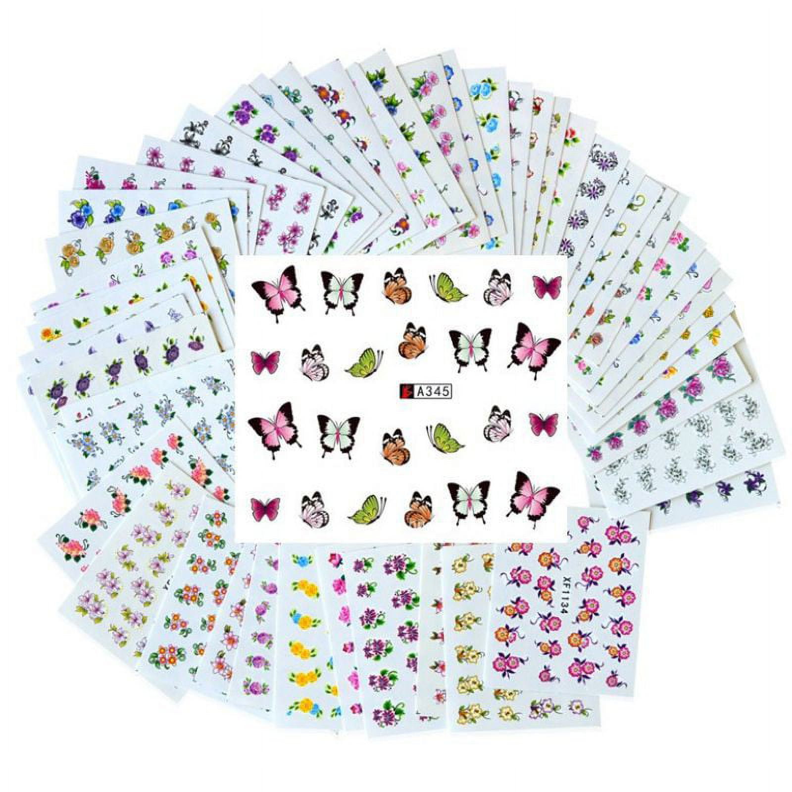 50 Sheet DIY Fashion Beauty Nail Stickers 3D Design Nail Art Stickers ...