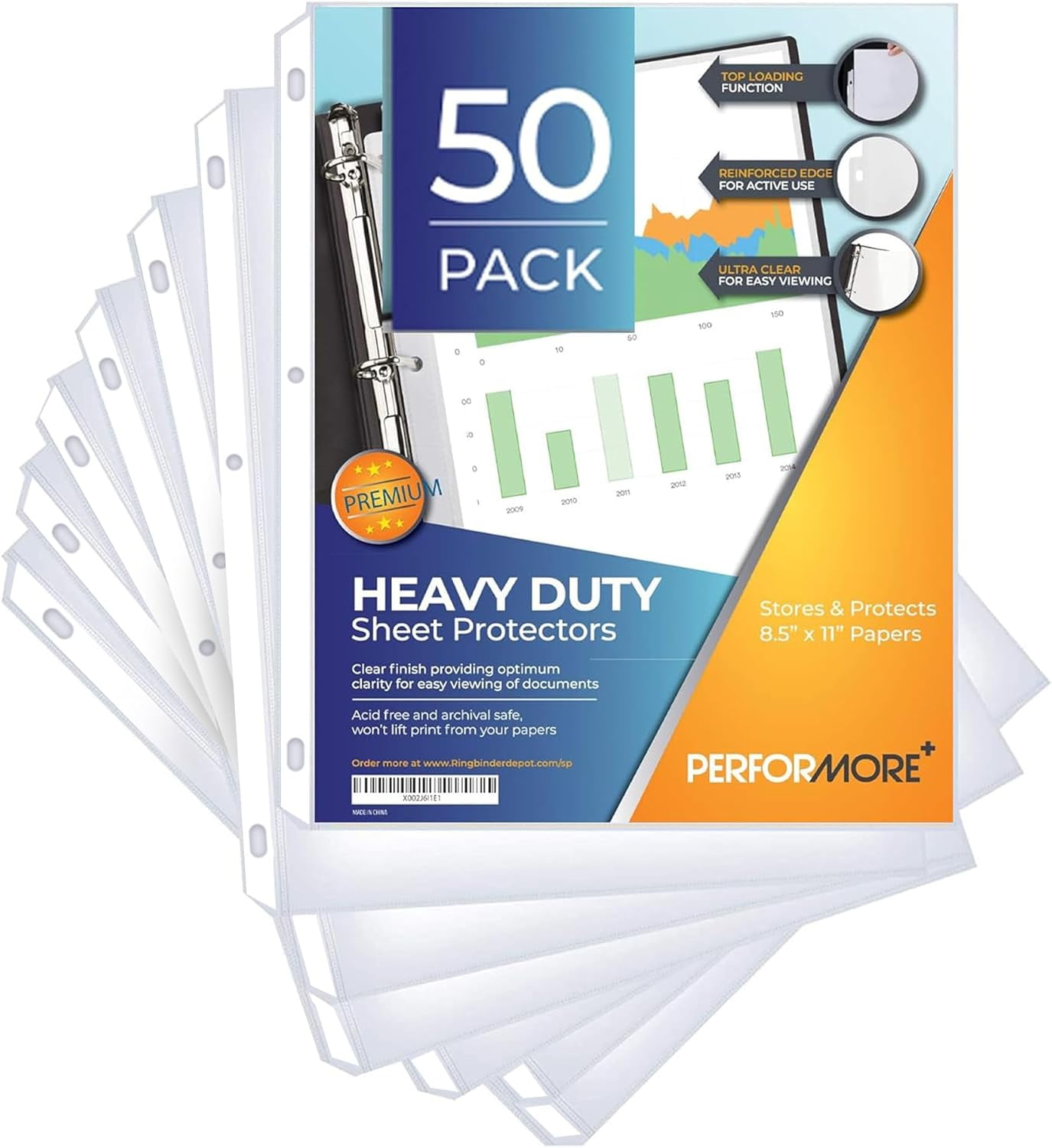 50 Sheet Protectors, Heavy Duty 8.5 X 11 Inch Clear Pa for 3 Ring ...