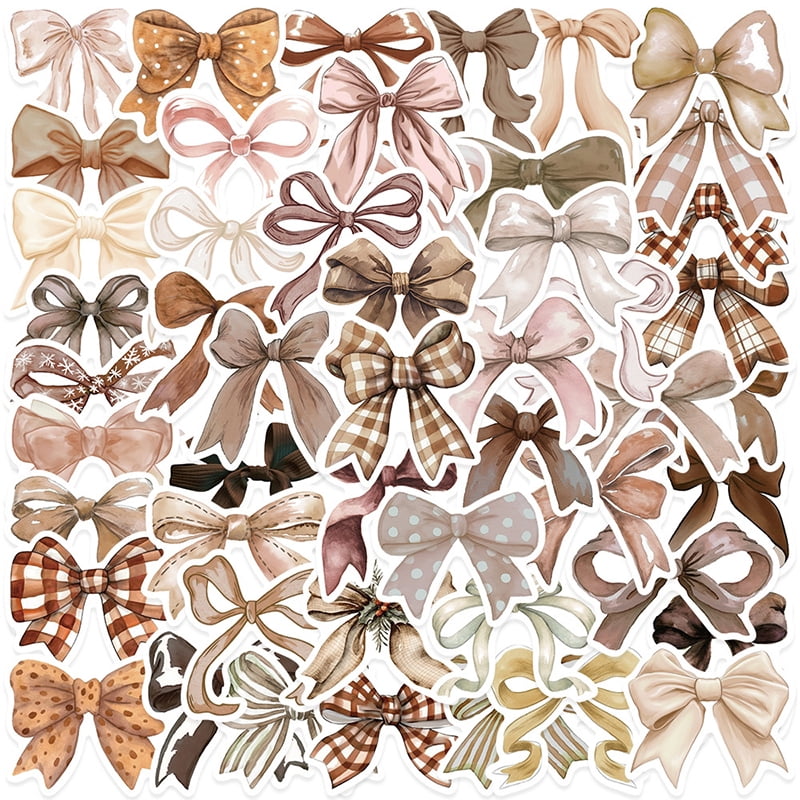 50 Sheet Simple Bow Stickers Cute Sweet Bowknot Sticker DIY Luggage ...