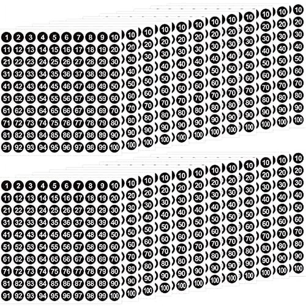 50 Sheets 1 to 100 Vinyl Consecutive Number Stickers Small Round Labels Inventory/Storage ...