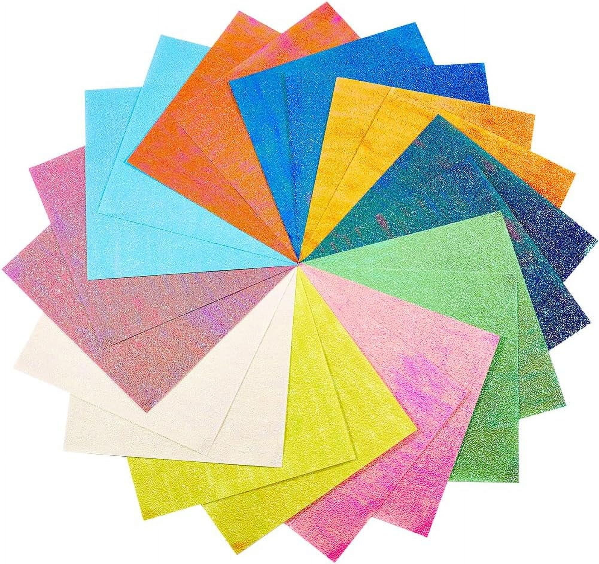 50 Sheets 10 Colors Shiny Origami Paper Square Folded Iridescent Papers ...