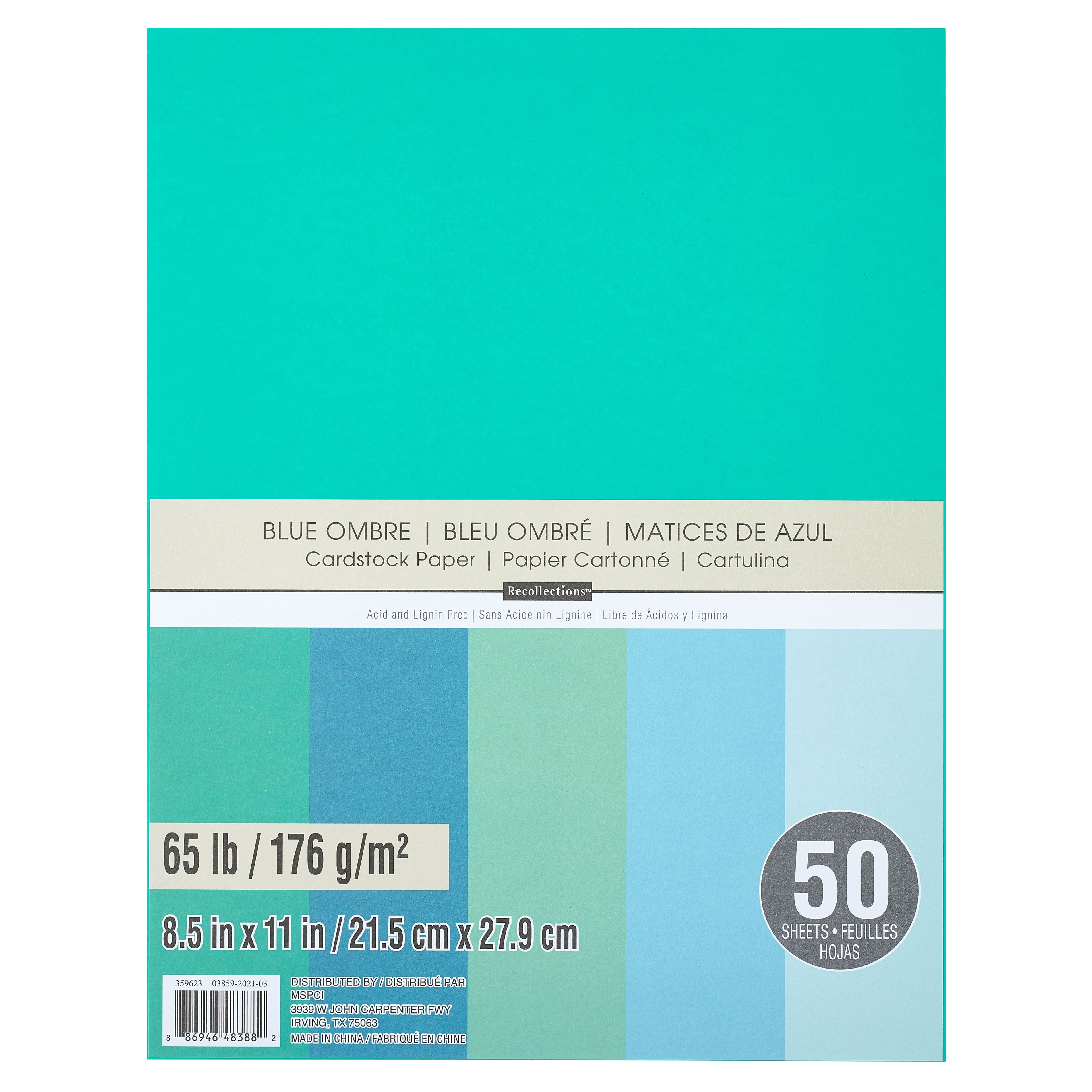 50 Sheets 8.5” x 11” Blue Ombre Cardstock Paper by Recollections - Acid ...