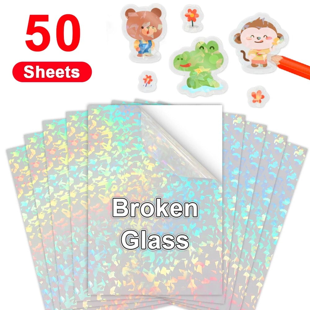50 Sheets A4 Transparent Printable Vinyl Sticker Paper Glossy White ...