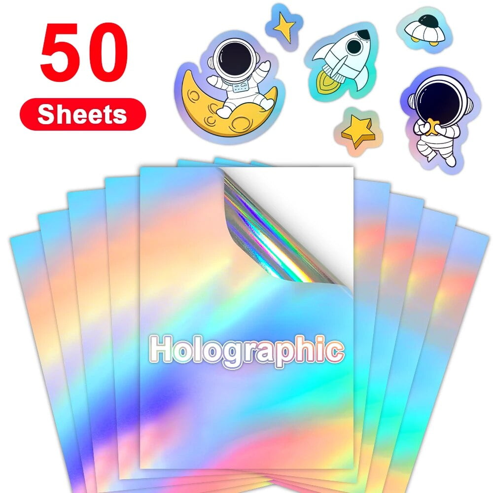 50 Sheets A4 Transparent Printable Vinyl Sticker Paper Glossy White ...