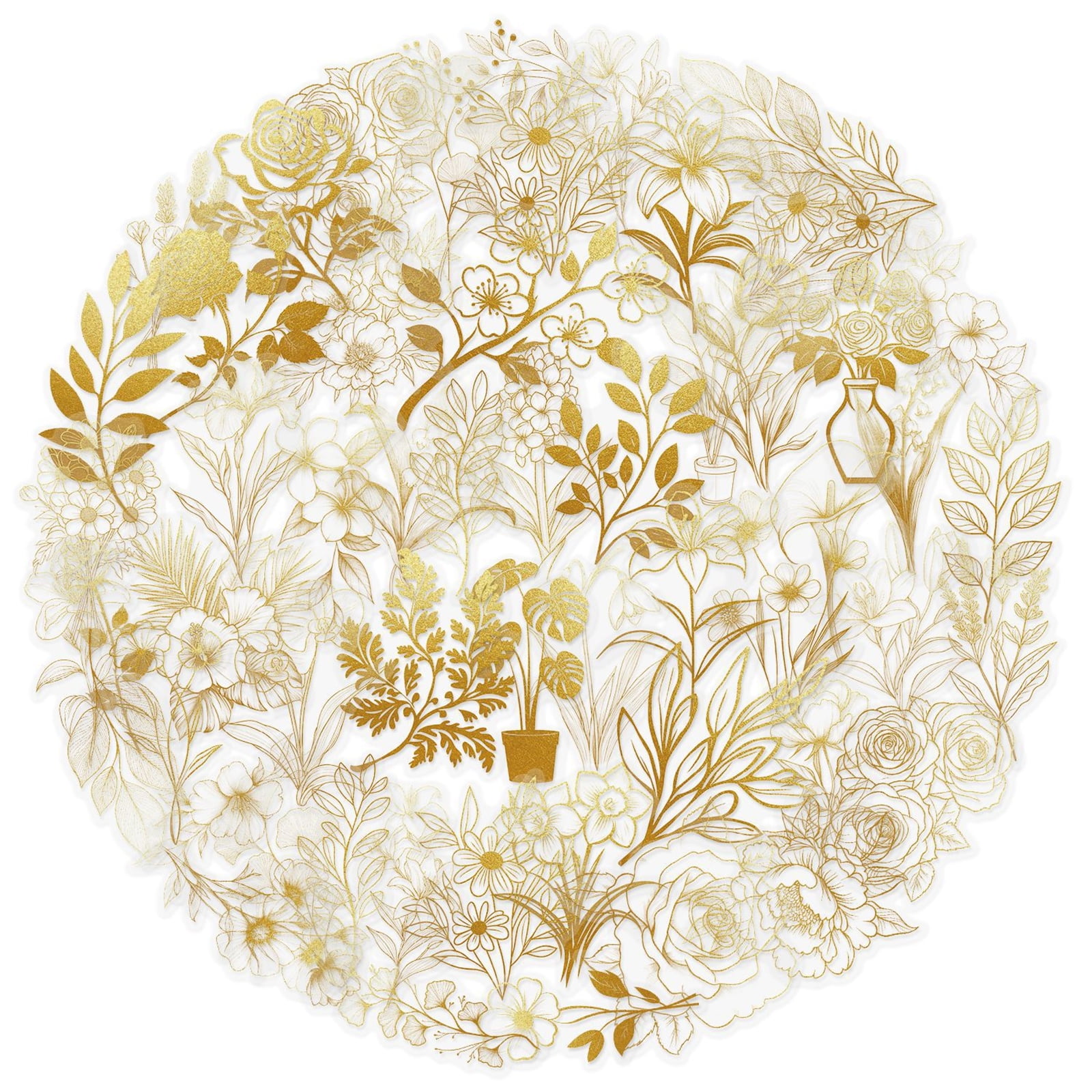50 Sheets Golden Plant Sticker Scrapbook Sticker Reward Sticker ...