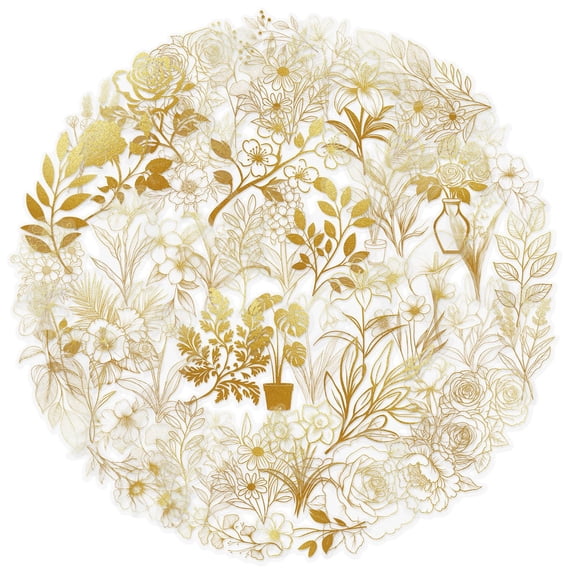 50 Sheets Golden Plant Sticker Scrapbook Sticker Reward Sticker ...