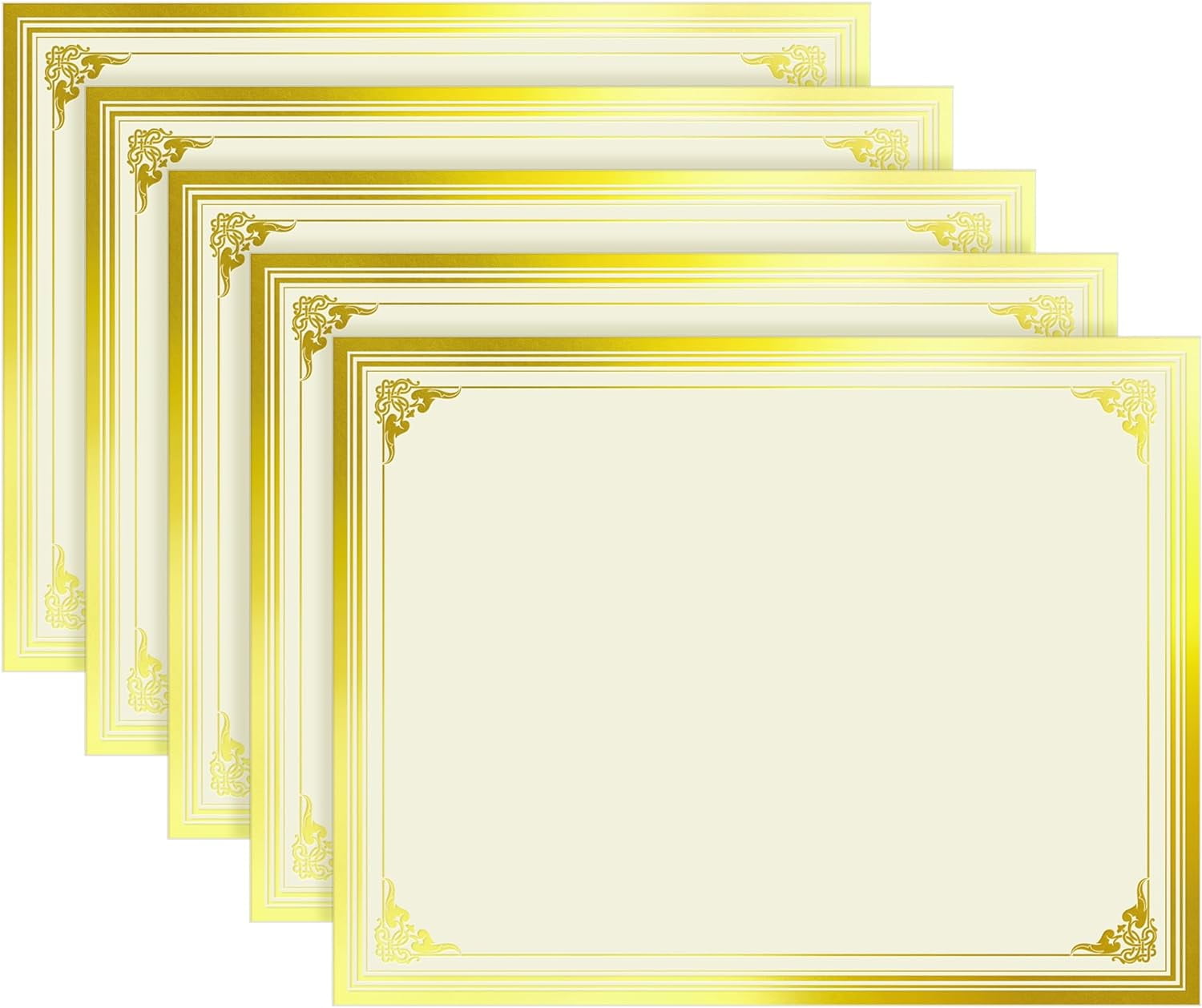 50 Sheets Certificate Papers - Blank Gold Foil Border, Letter Size 8 ...