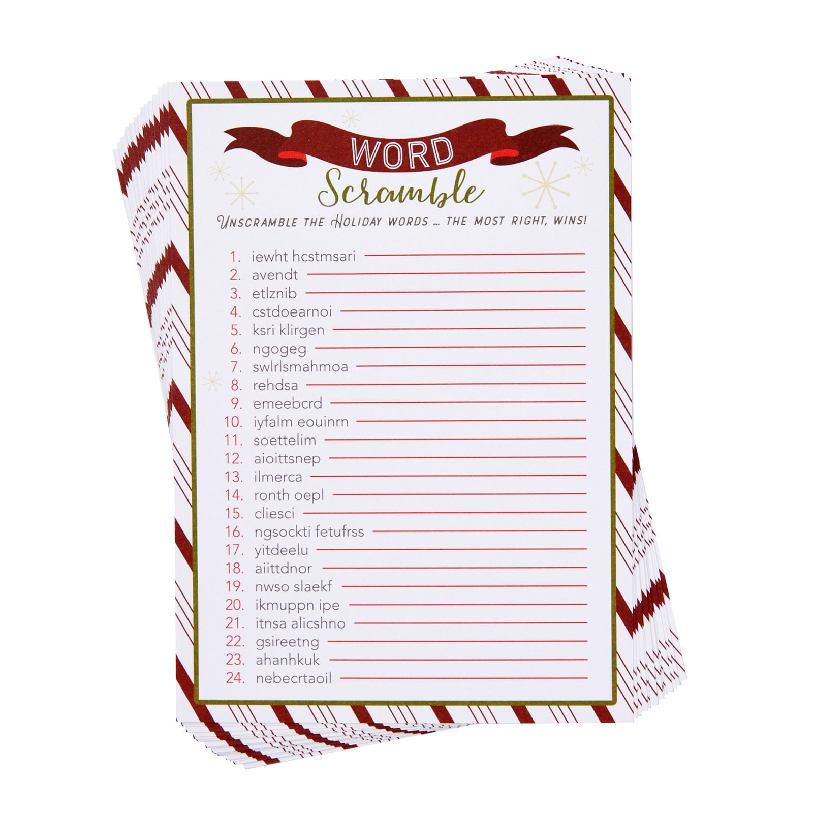 50 Sheets Christmas Word Scramble Game, Holiday Party Activity for ...
