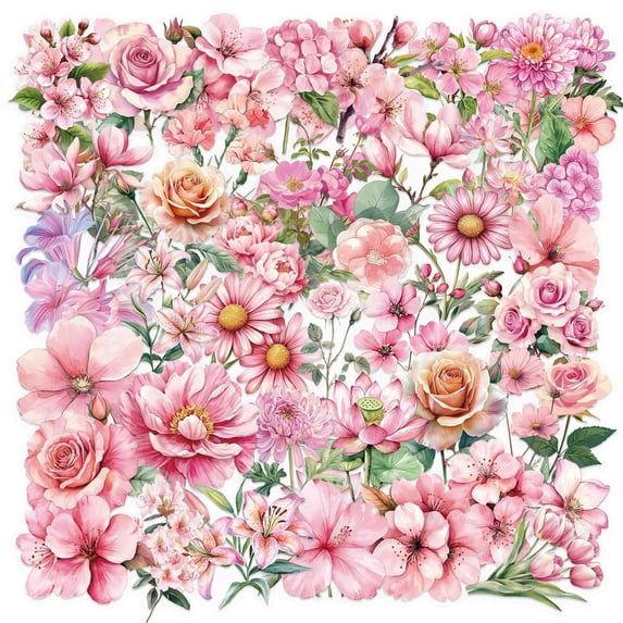 50 Sheets Clear Laptop Sticker Flower Sticker Adhesive Decal Guitar ...