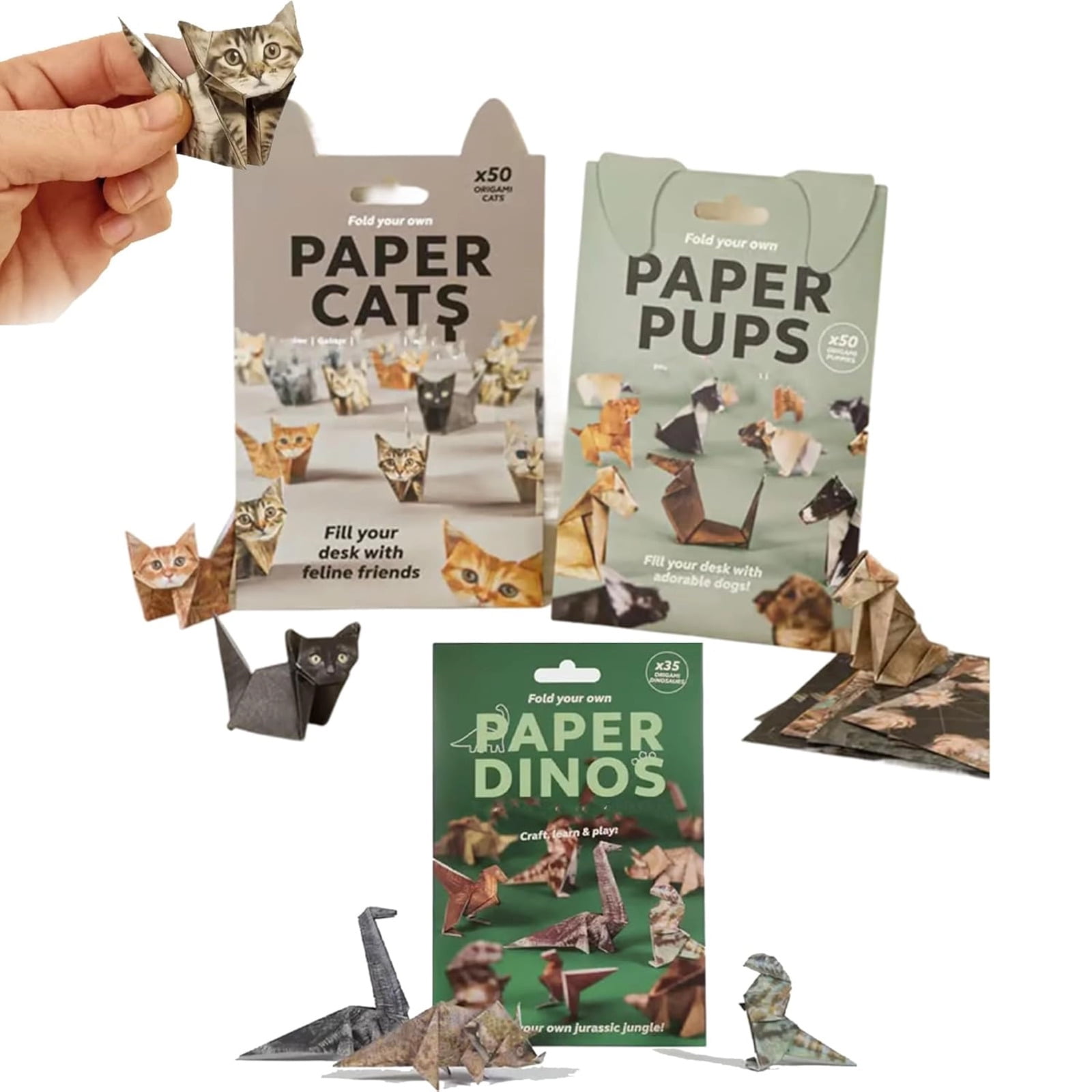 50 Sheets DIY Paper Cats Kit, Cute Kitten Origami Papercraft Kit ...
