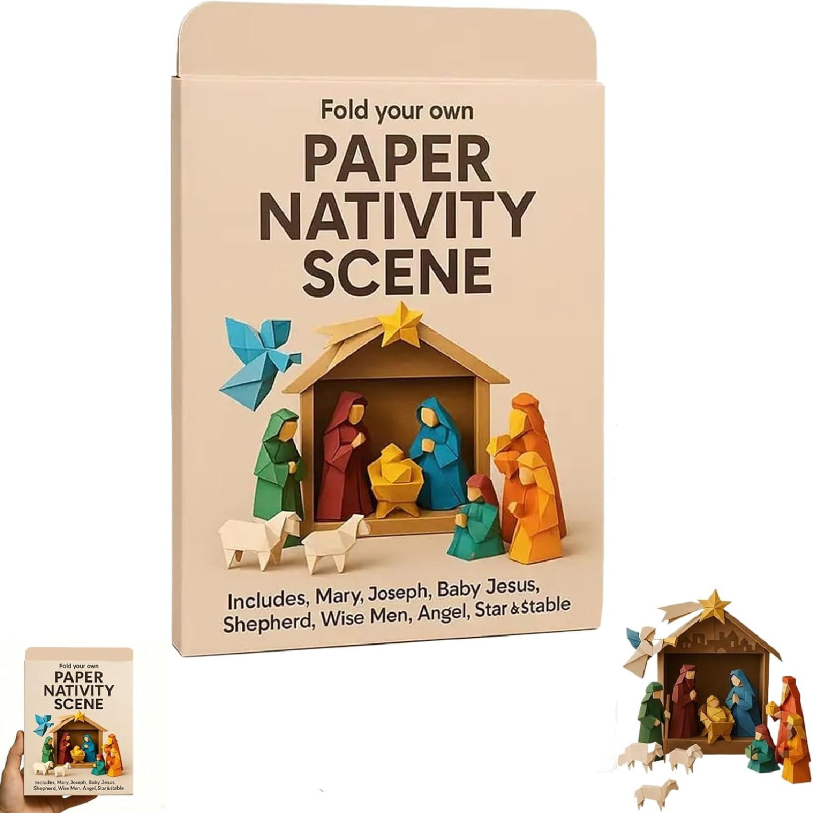 50 Sheets DIY Paper Nativity Scene Craft Kit – Christmas Nativity Scene ...