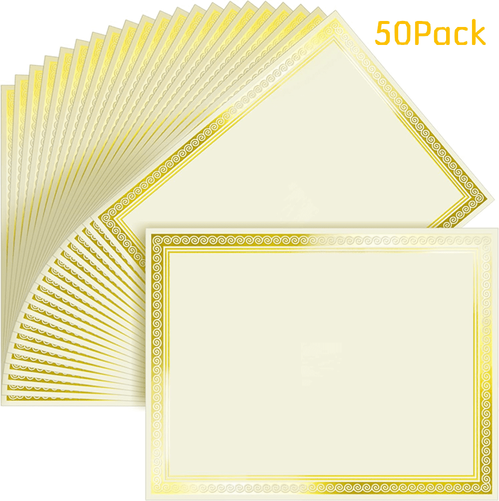 50 Sheets Gold Foil Award Certificate Paper 8.5 x 11 Inches for ...