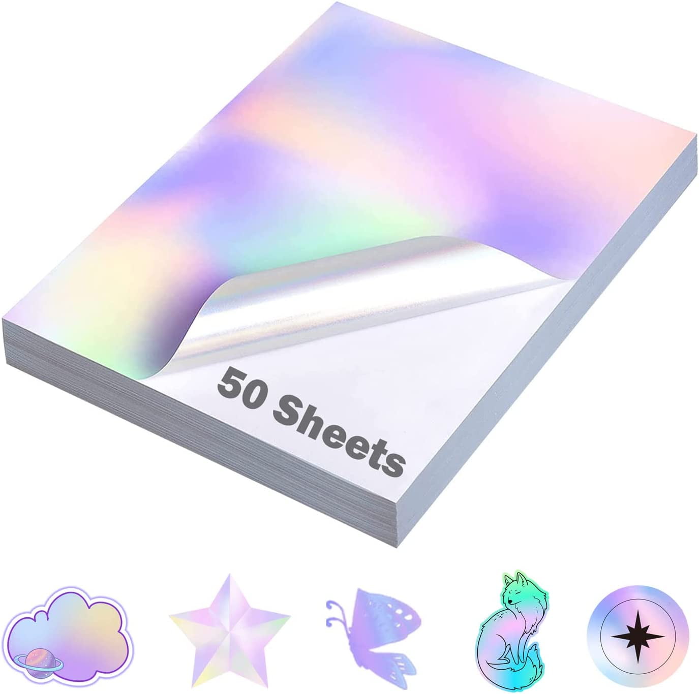 50 Sheets Holographic Sticker Paper 8.5 x11 inch for Inkjet Printer ...