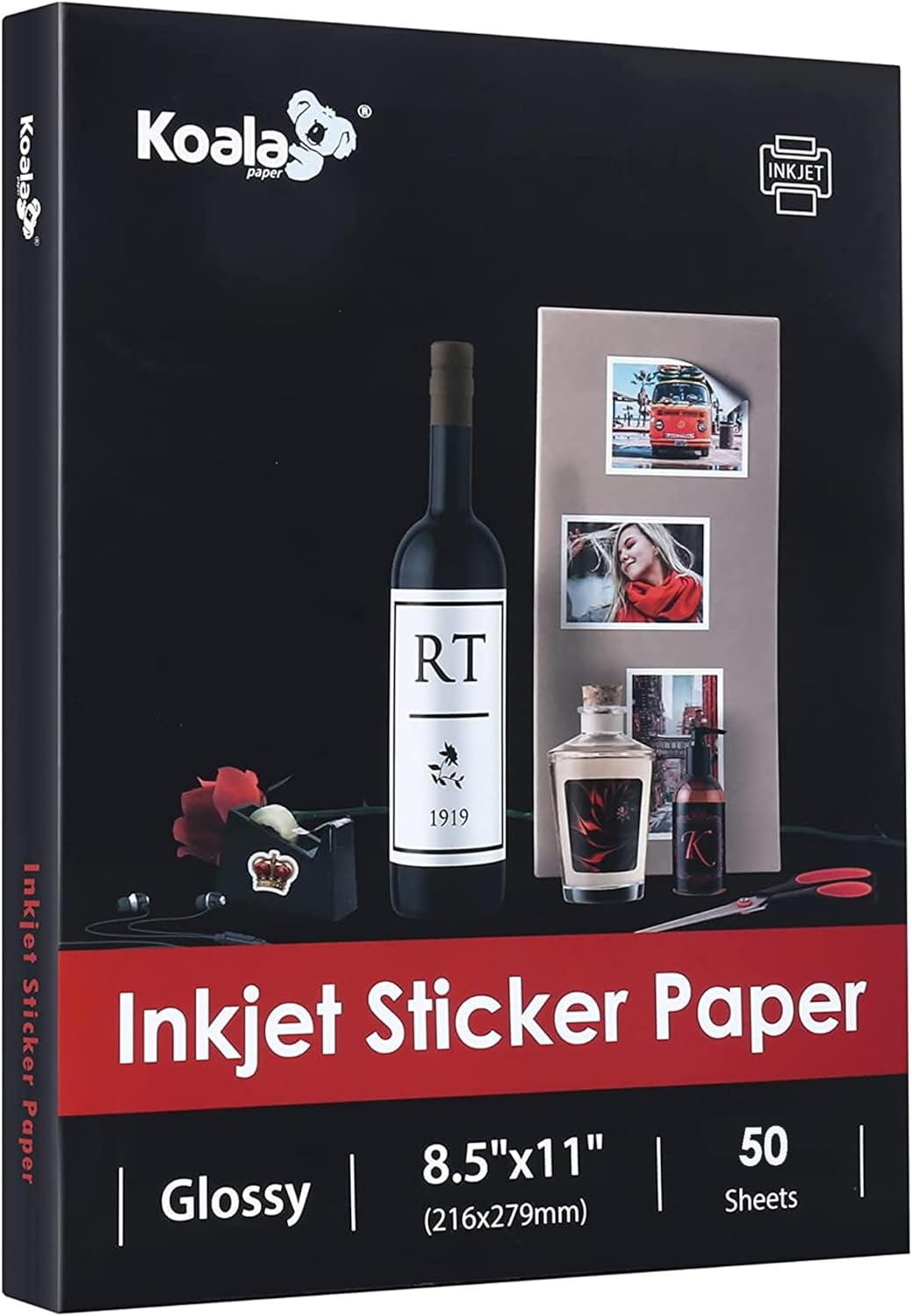 (50 Sheets) Koala Glossy Sticker Paper for Inkjet Printer, Printable ...