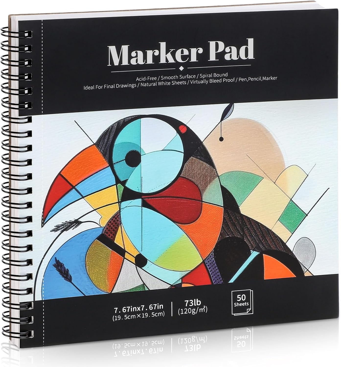 50 Sheets Marker Paper Pad, 7.6×7.6 Inch Bleedproof Art Sketch Pad ...