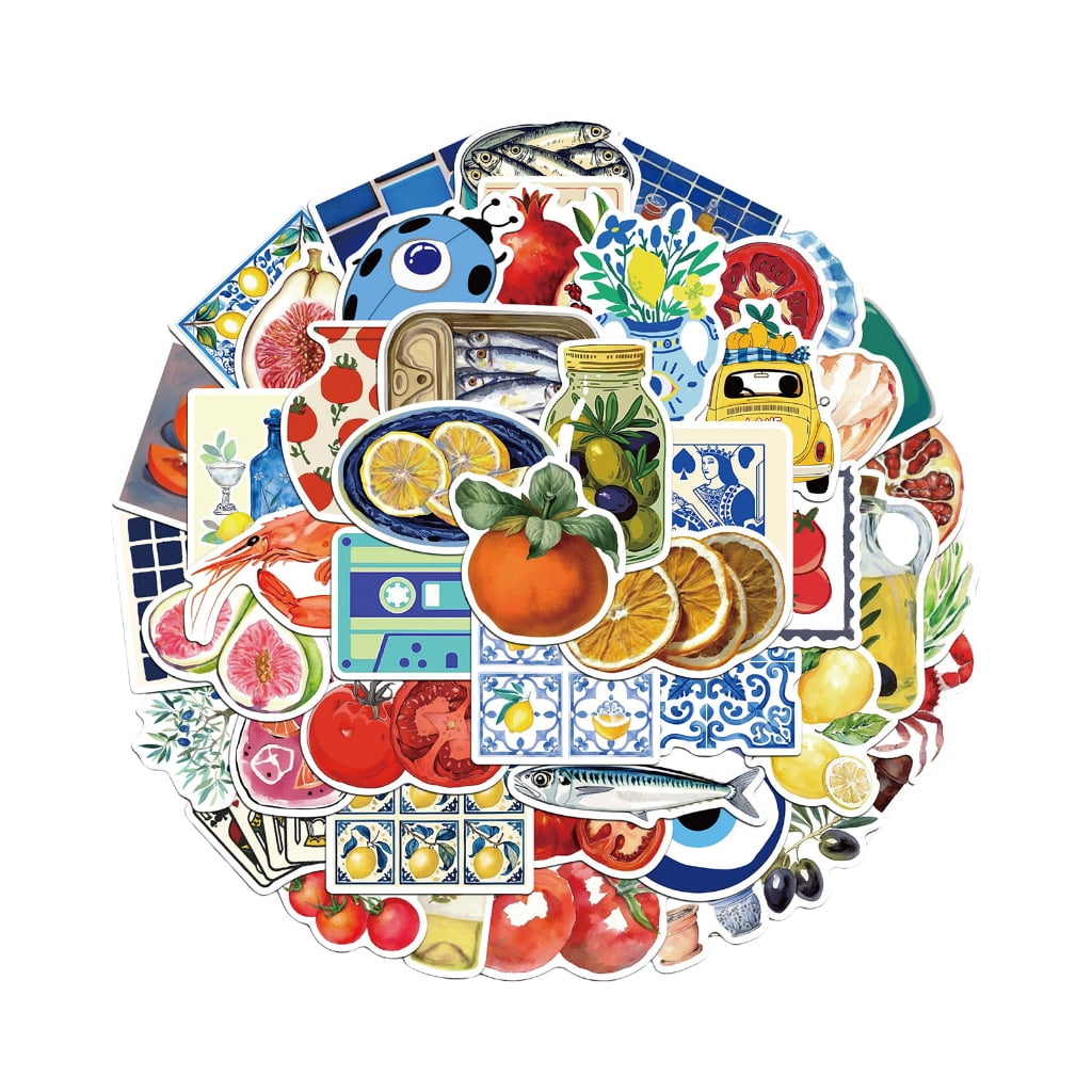 50 Sheets Stationery Sticker Mediterranean Tomato Sticker Stationery ...