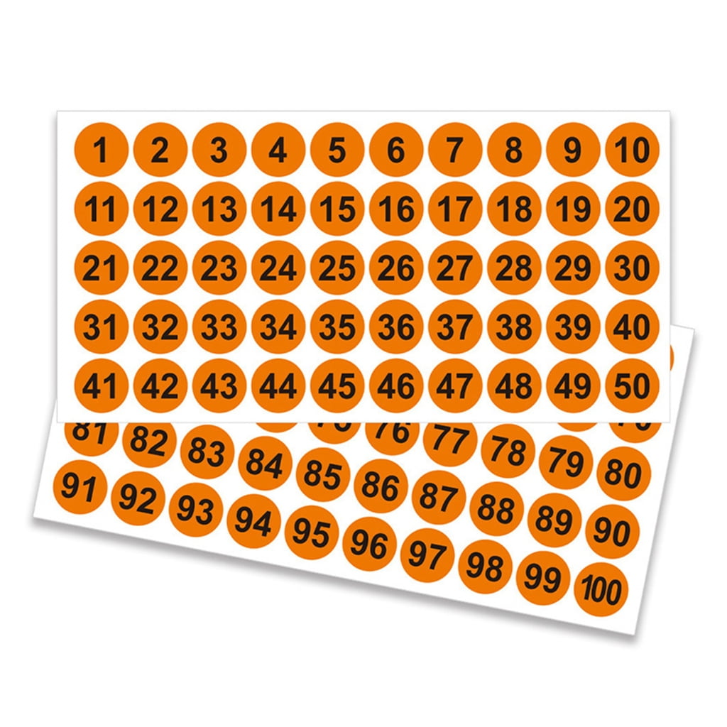 50 Sheets Number Stickers, Round Adhesive Number, Color Numbered ...