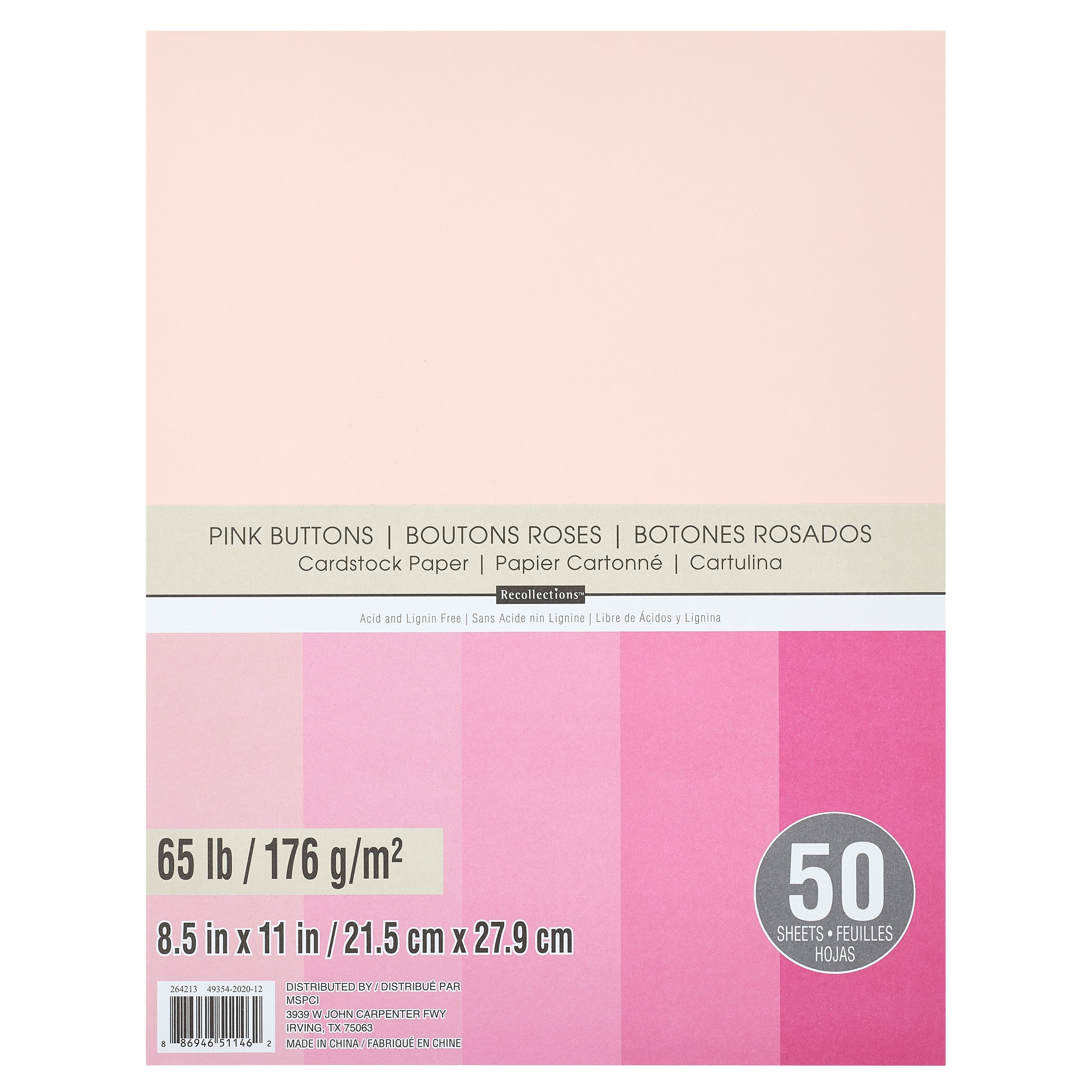 50 Sheets Pink Buttons 8.5” x 11” Cardstock Paper by Recollections ...