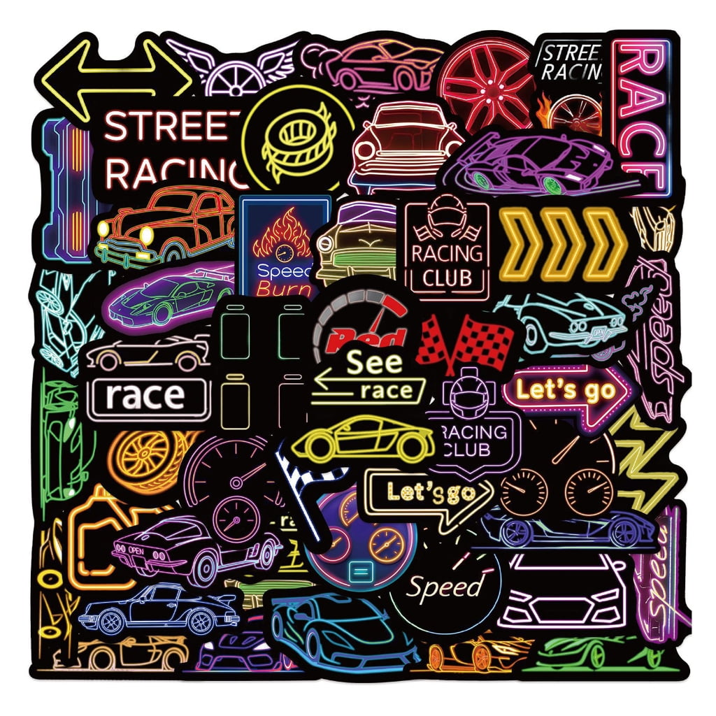 50 Sheets Race Car Sticker Waterproof Sticker Graffiti Sticker Gift ...