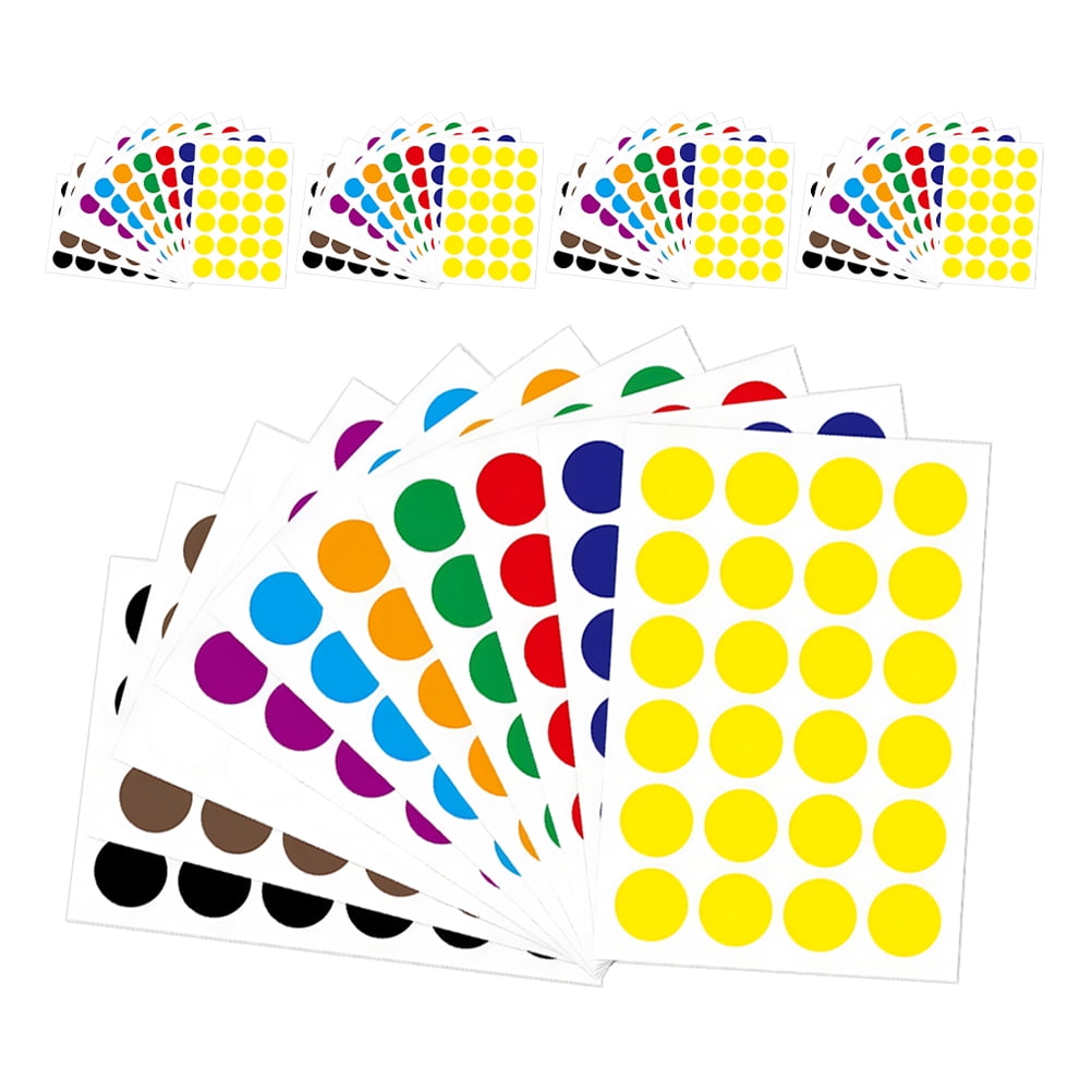 50 Sheets Round Labels Dot Stickers Self Adhesive Colored Circle ...