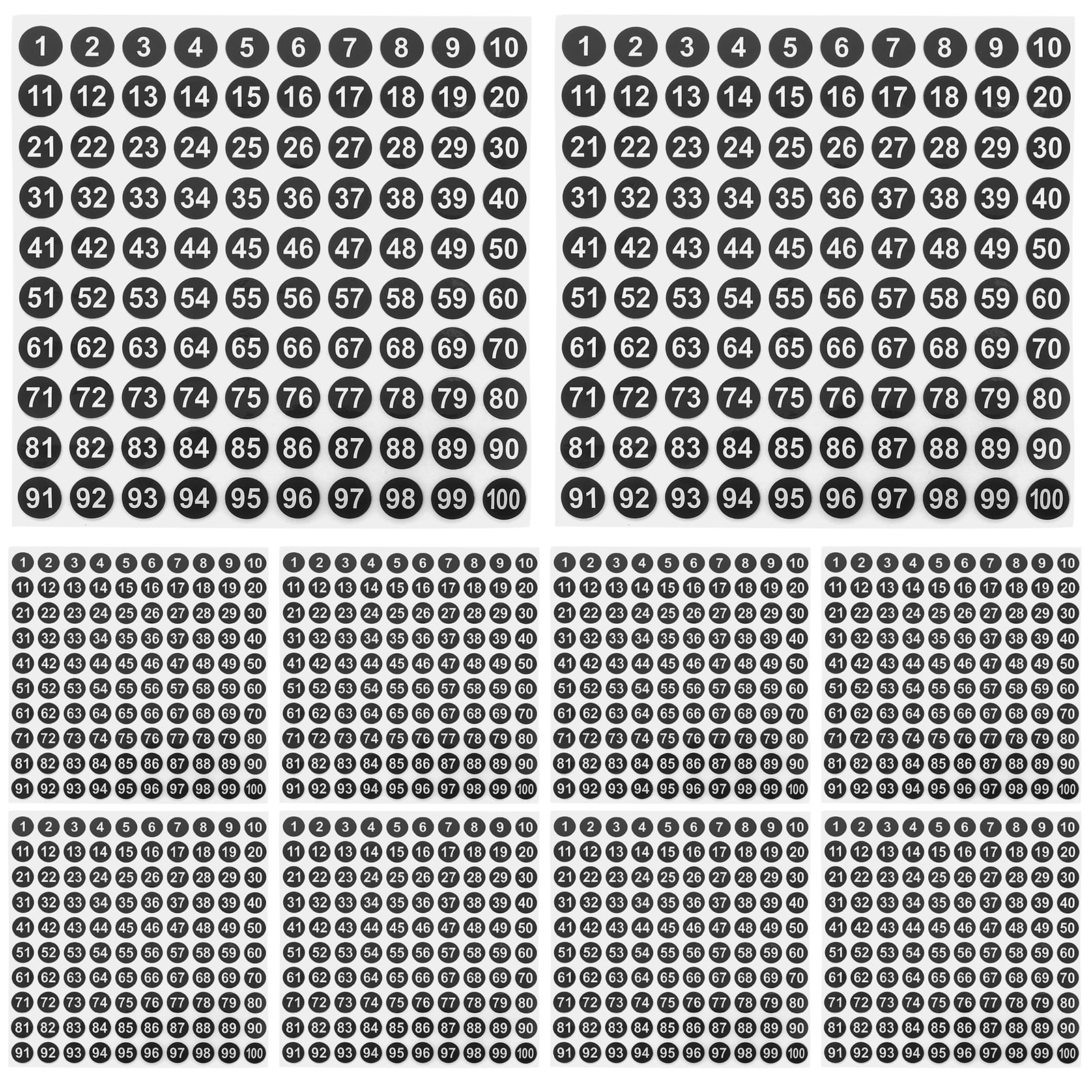 50 Sheets Round Number Stickers Marking for Classroom Black ...
