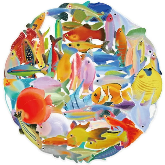 50 Sheets Sea Sticker Reward Sticker Decorative Label Fish Sticker ...
