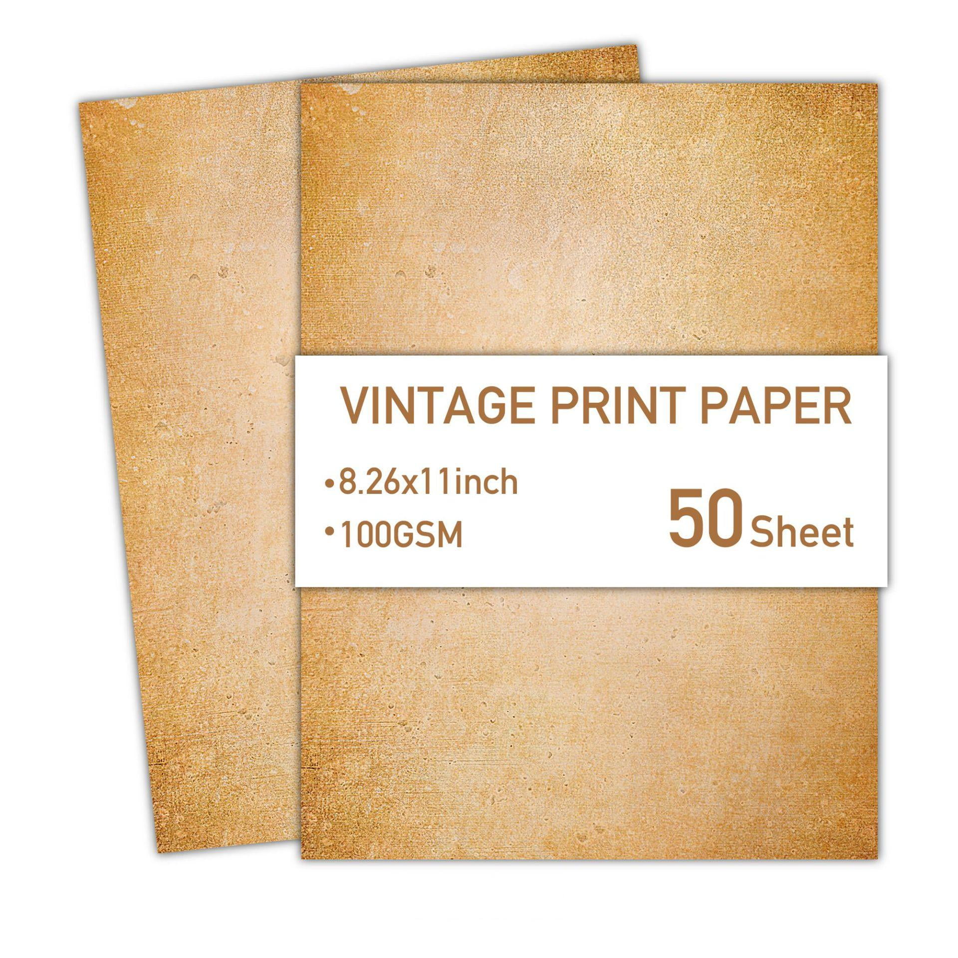 50 Sheets Vintage Antique Printing Paper, A4 Letter Writing Stationery ...