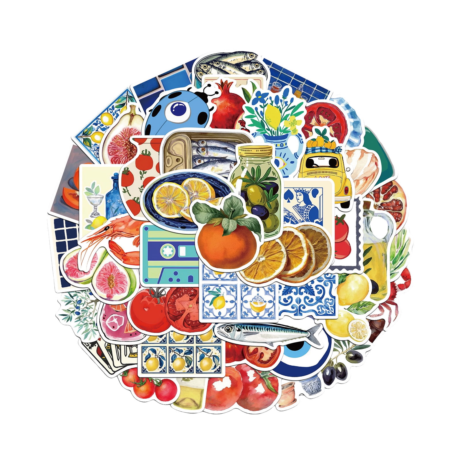 50 Sheets Waterproof Sticker Mediterranean Tomato Sticker Decal ...